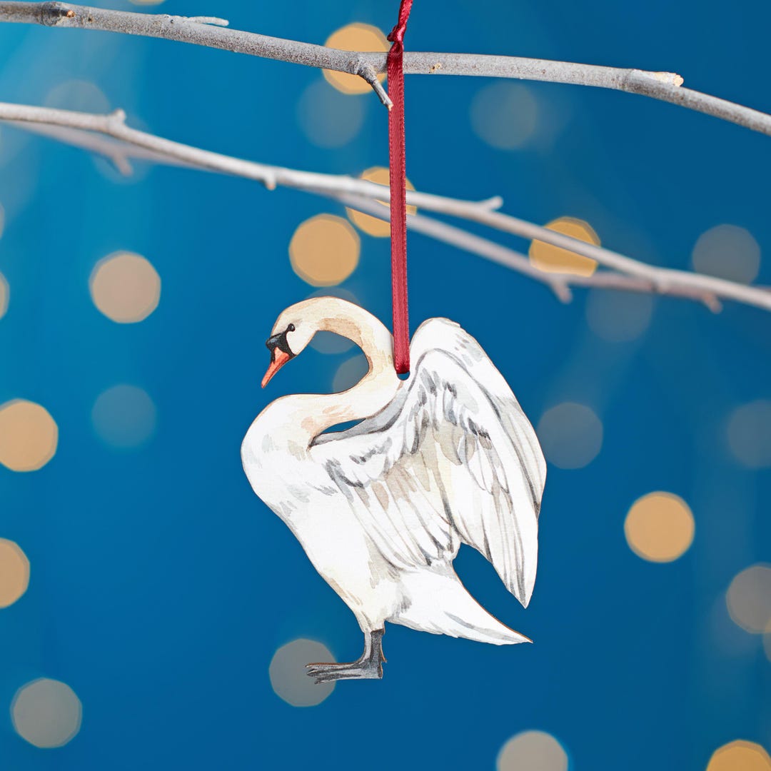 Swan Christmas Tree Decoration, Birch Plywood Ornament, Animal Lover ...