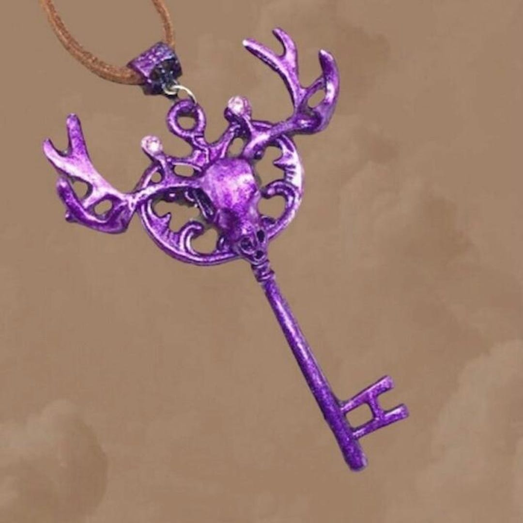 Purple Stag Antlers, Skull Necklace, Forest Animal, Deer Necklace EB - Etsy