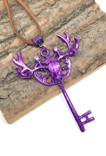 Purple Stag Antlers Skull Necklace Forest Animal Deer - Etsy