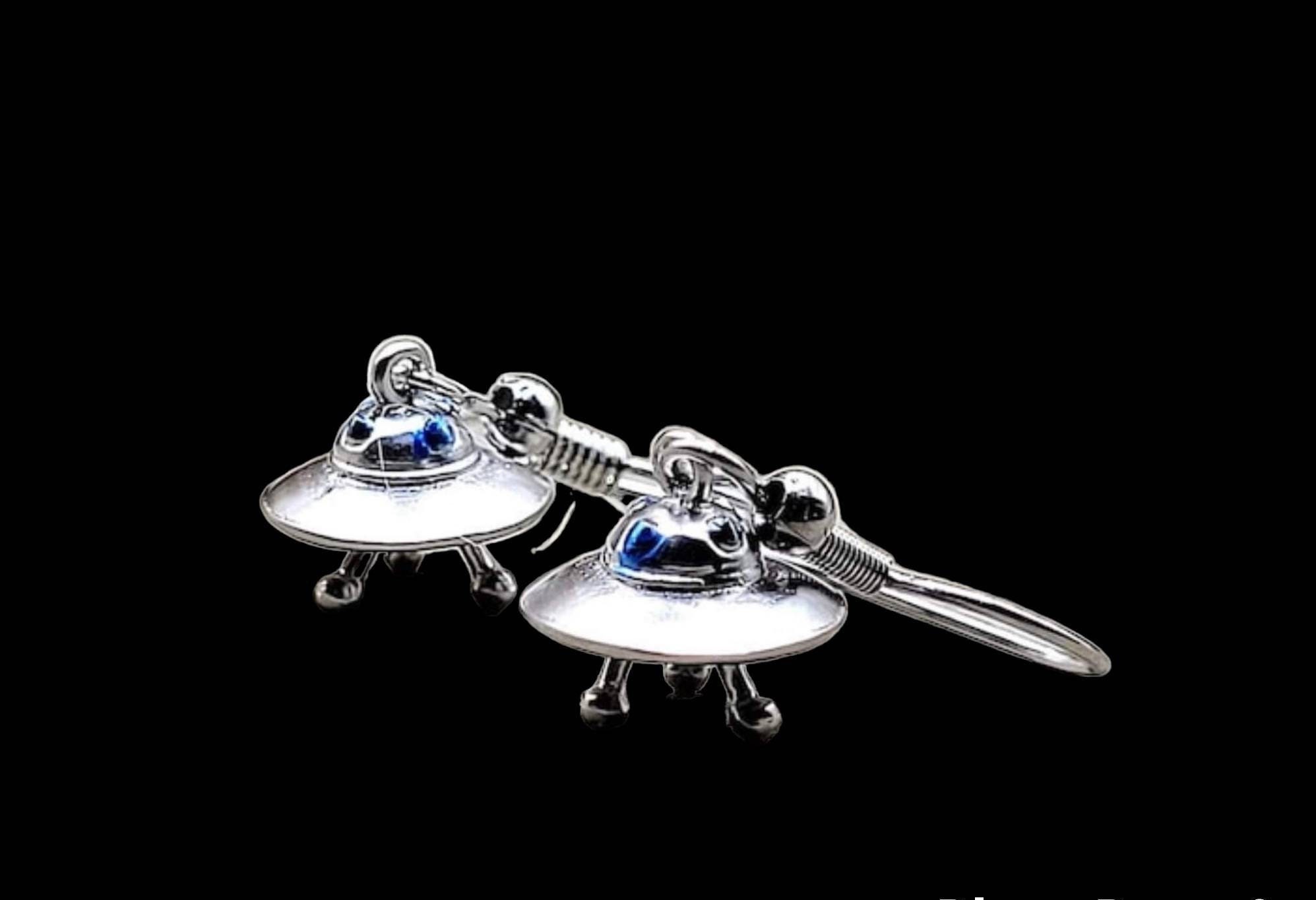 Alien Space Ship Earrings Flying Saucer UFO Earrings Silver - Etsy