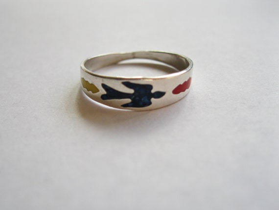 Sterling Silver Native American Mexican Blue Yellow a… - Gem