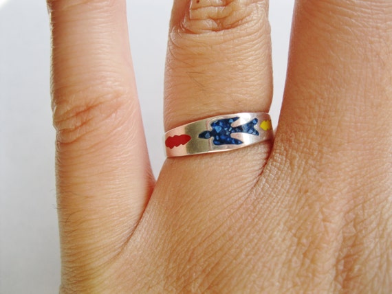 Sterling Silver Native American Mexican Blue Yellow a… - Gem