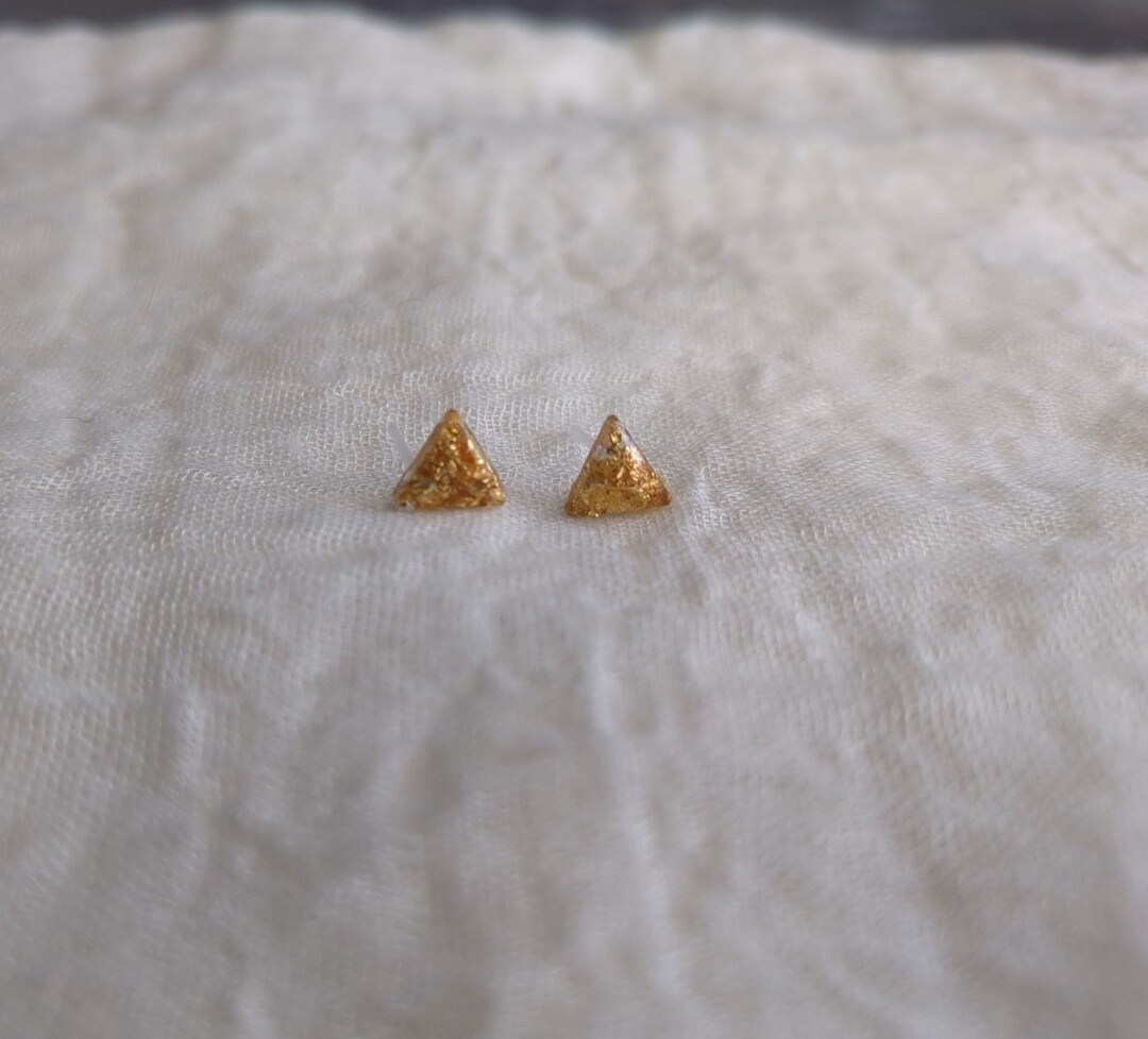 Gold and Resin Triangle plastic Resin Earrings Posts - Etsy