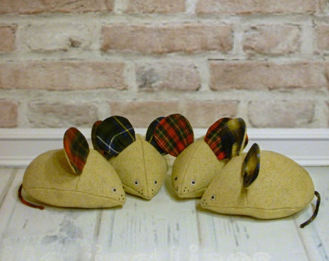 Handmade Upcycled Mouse Recycled Fabric Mouse Wool and Flannel Mousie ...