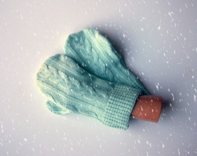 Warm Woolen Mittens Aqua Tiffany Blue Felted Wool Sweater - Etsy