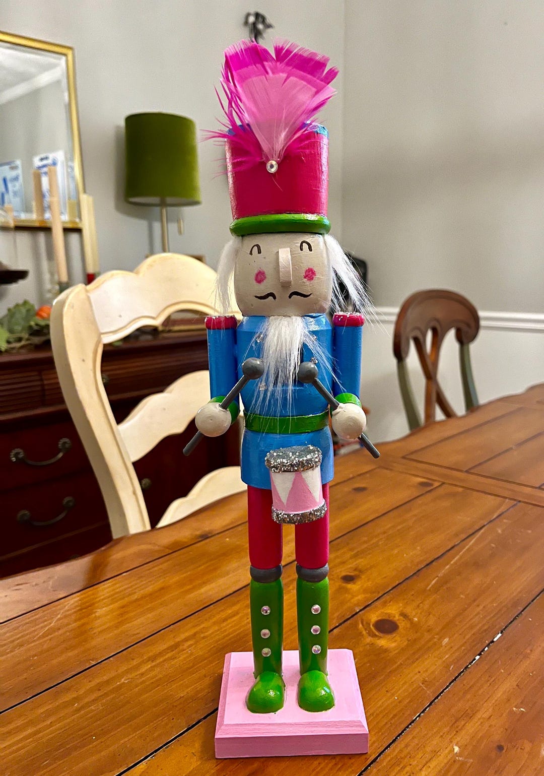 Hand Painted. Modern NEON Christmas Nutcracker. Pink, Green and Blue ...