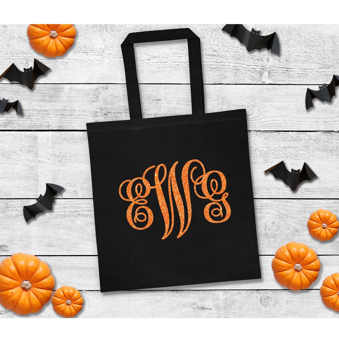 Monogrammed Black Halloween Tote Bag - Etsy