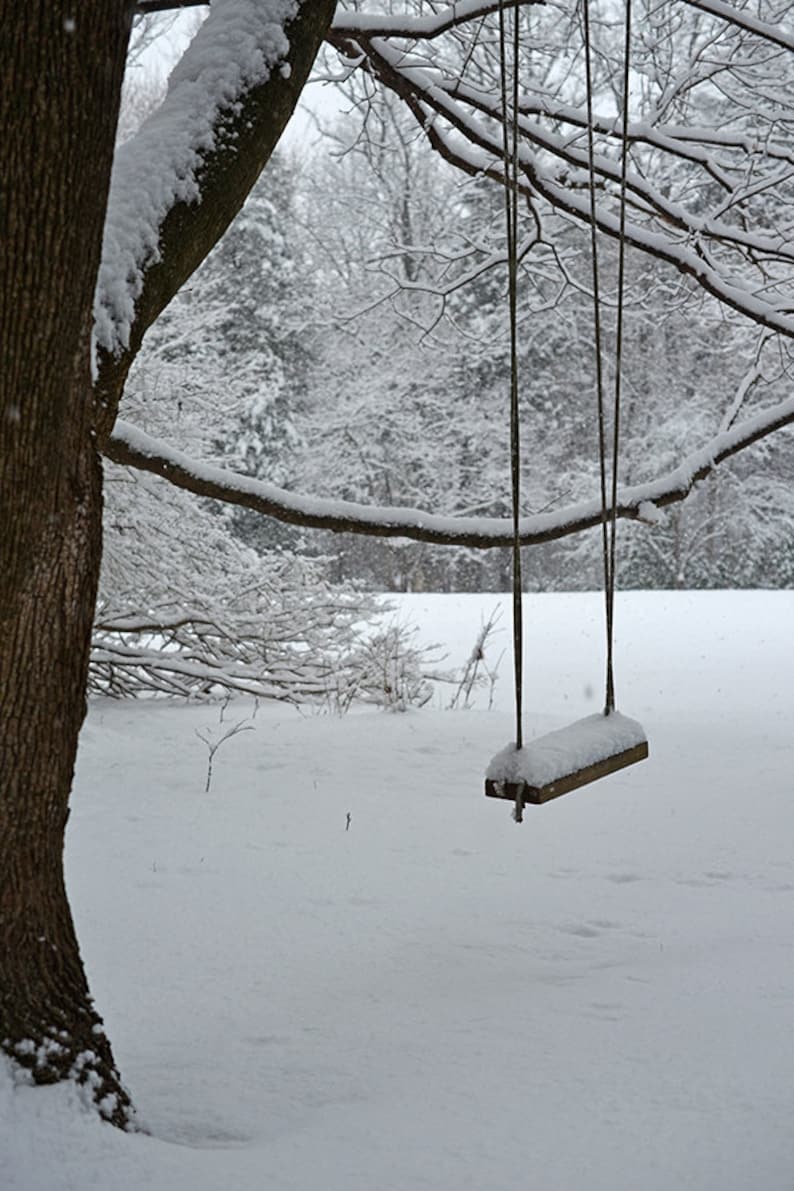 Lonely Winter Swing, Snow Photography, Snow Print, Snow Art, Snow Decor ...
