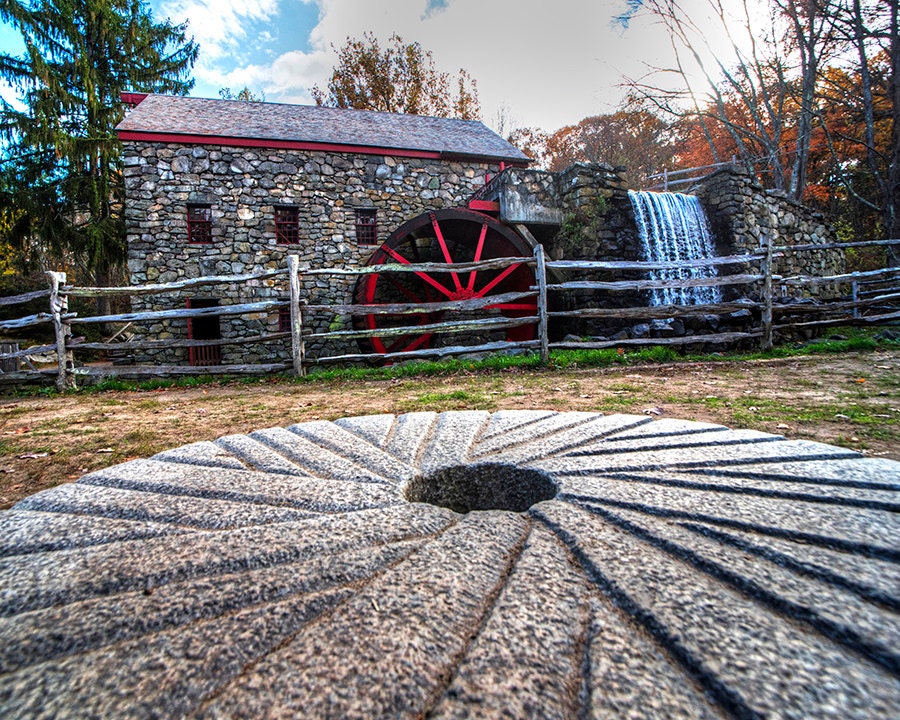 The Grist Mill Millstone, Sudbury MA, Waterfall, Wayside Inn, Water ...