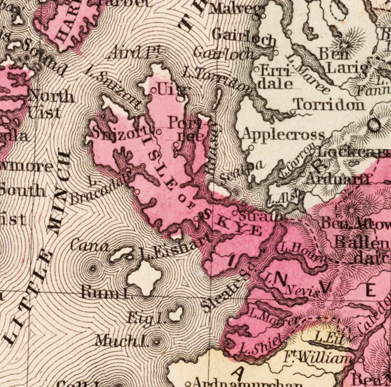 1800s County Map of Scotland and Ireland Scotland Map - Etsy UK