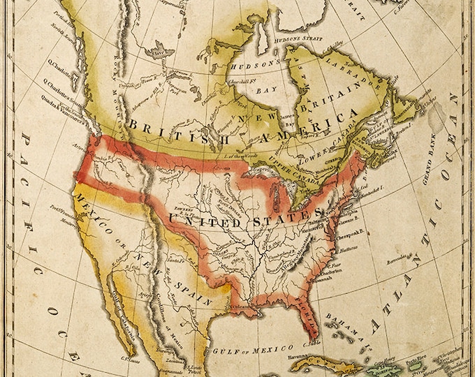 1822 Map of North America Print Reproduction - Etsy