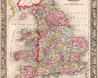 1800s Map of England - Etsy Canada