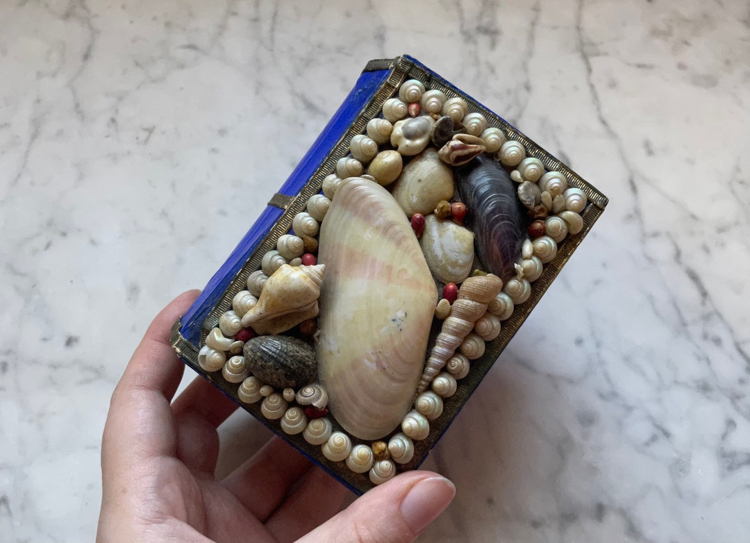 Victorian Book Shaped Shellwork Box - Etsy