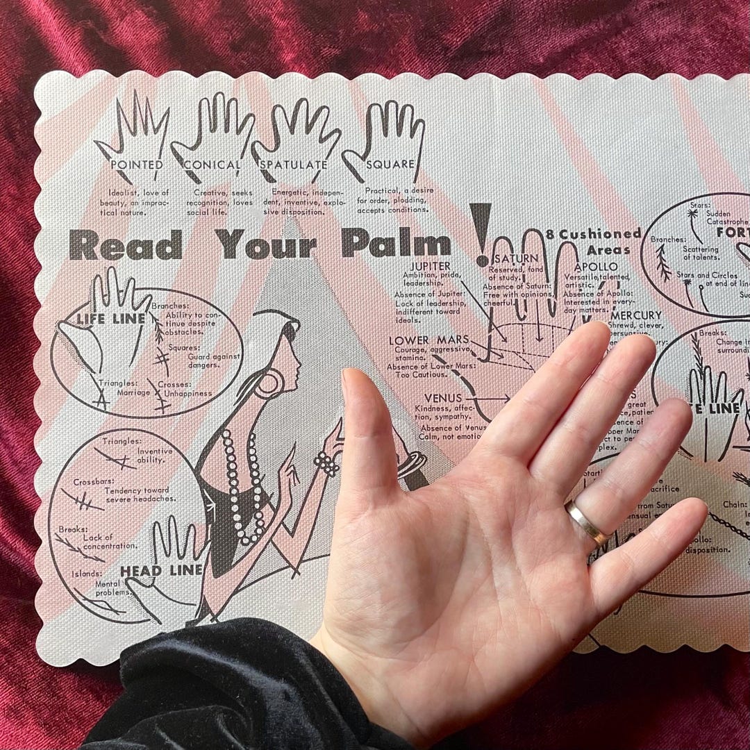 Midcentury Vintage Palmistry Cheiromancy Palm Reading Placemats - Etsy