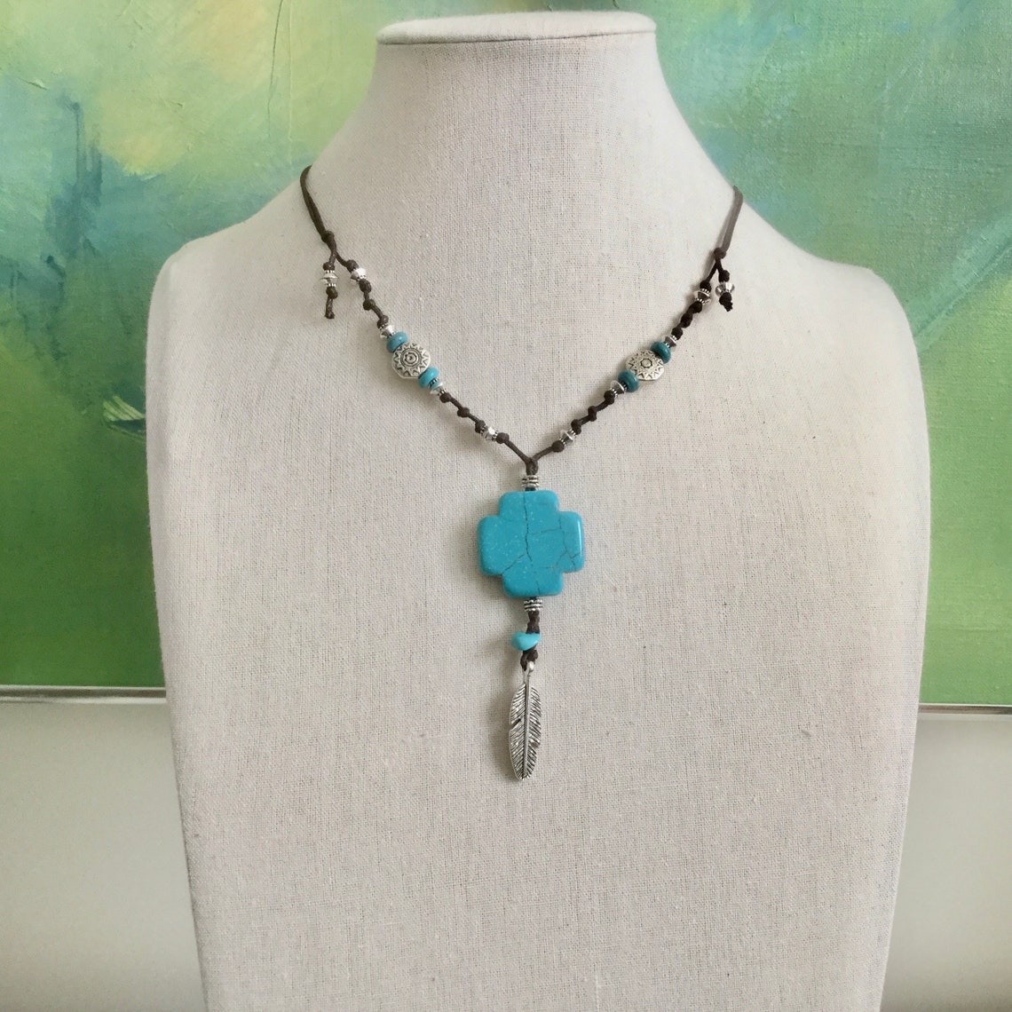 Southwest Sundance Style Turquoise & Tibetan Silver Cross - Etsy