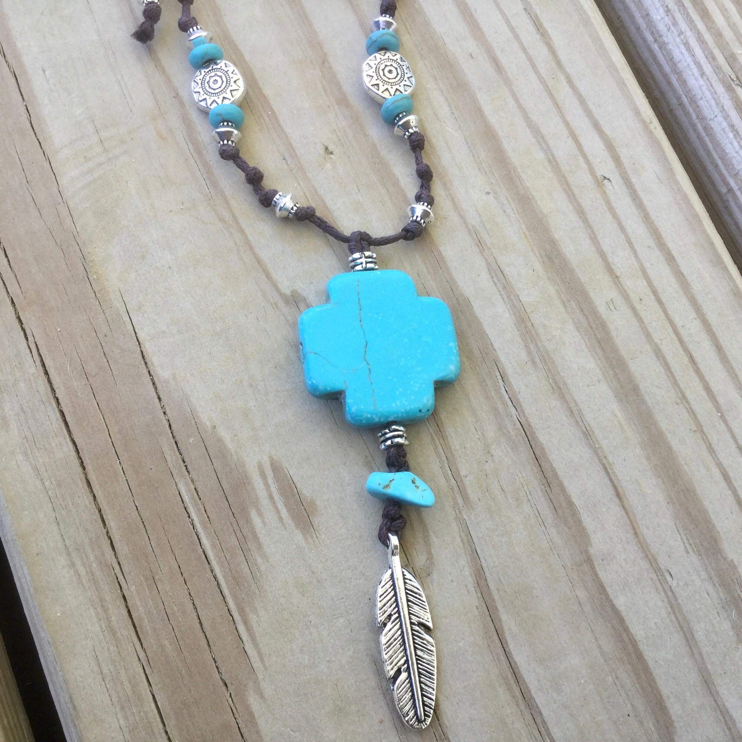 Southwest Sundance Style Turquoise & Tibetan Silver Cross - Etsy