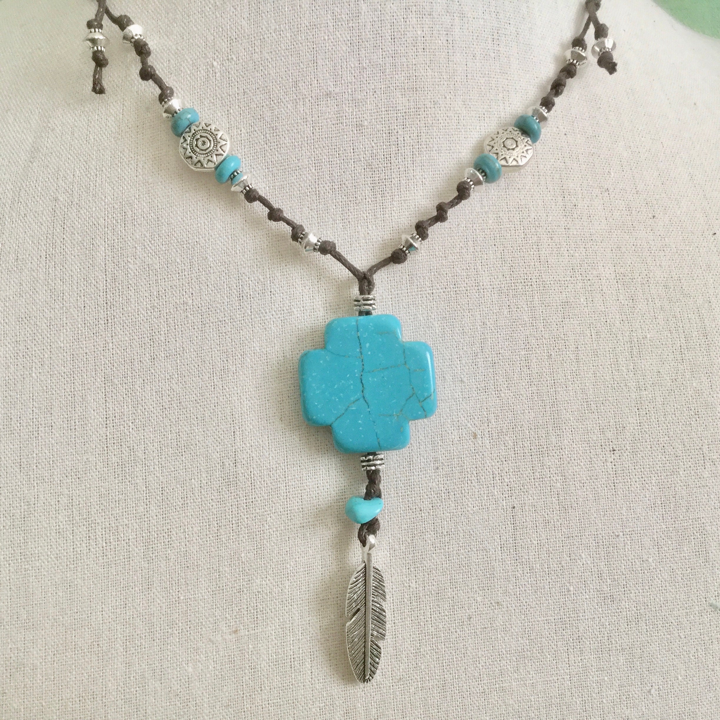 Southwest Sundance Style Turquoise & Tibetan Silver Cross - Etsy