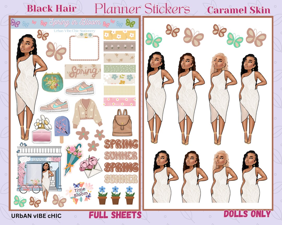 Black Girl Planner Stickers: Urban Vibe Chic Sticker Sheet - Etsy UK