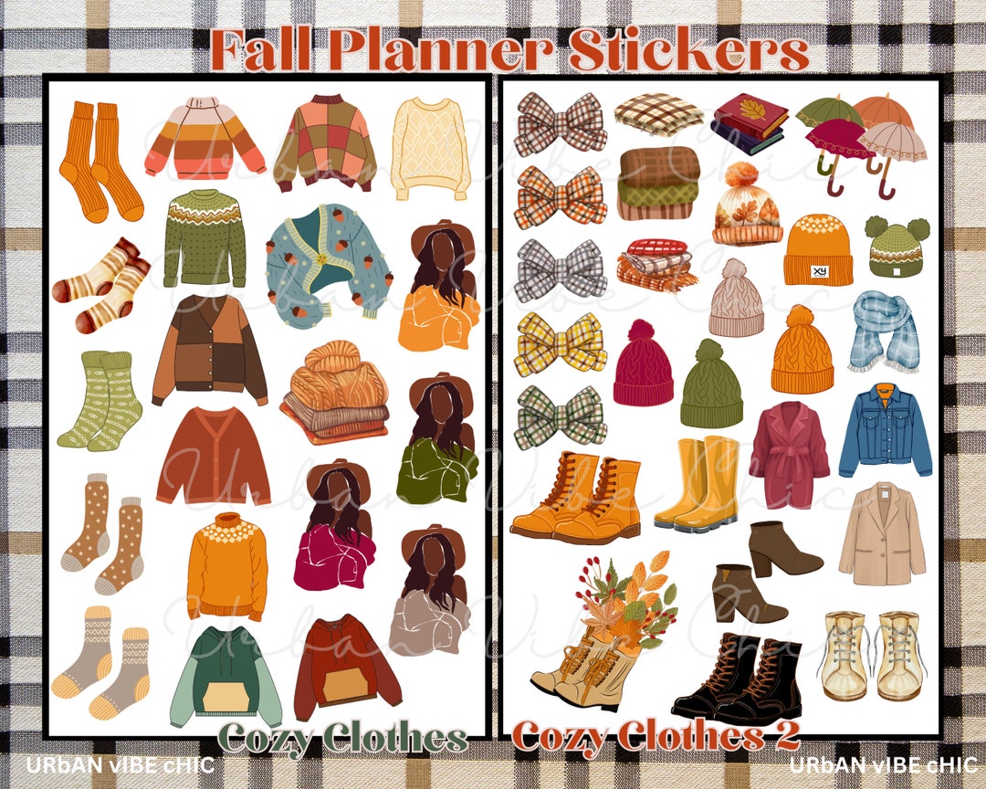 Fall Cozy Clothes Stickers: Planner & Journal Stickers - Etsy