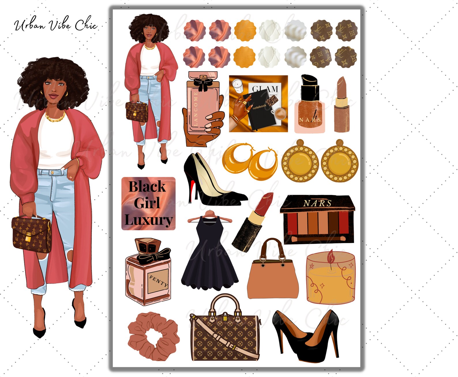Black Girl Planner Stickers Black Women African American Etsy
