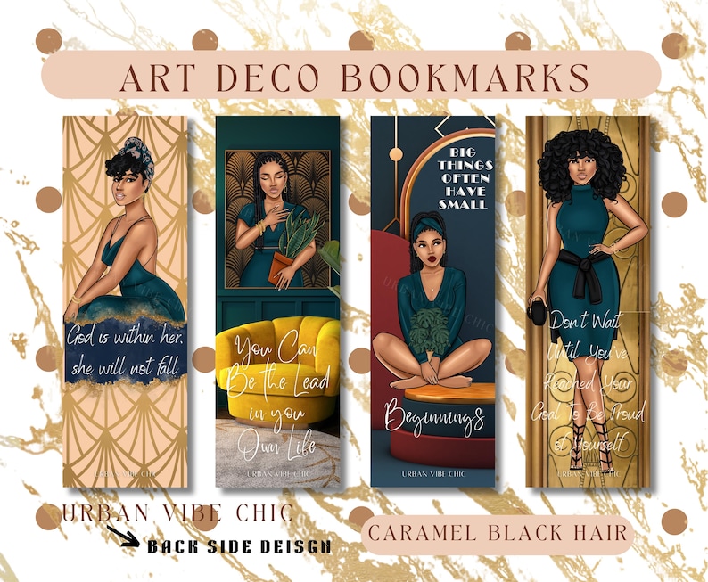Art Deco Black Girl Bookmark Set: African American Gifts - Etsy