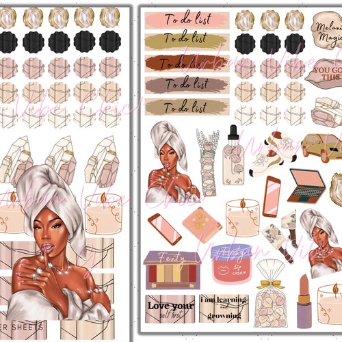 Black Girl Planner Stickers Black Women African American Etsy