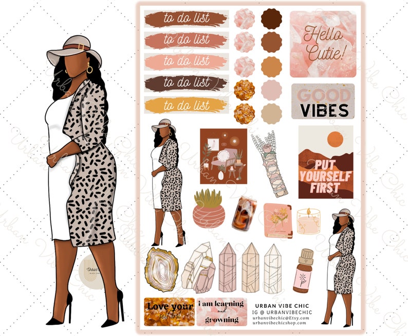 Black Girl Planner Stickers Black Women African American Etsy