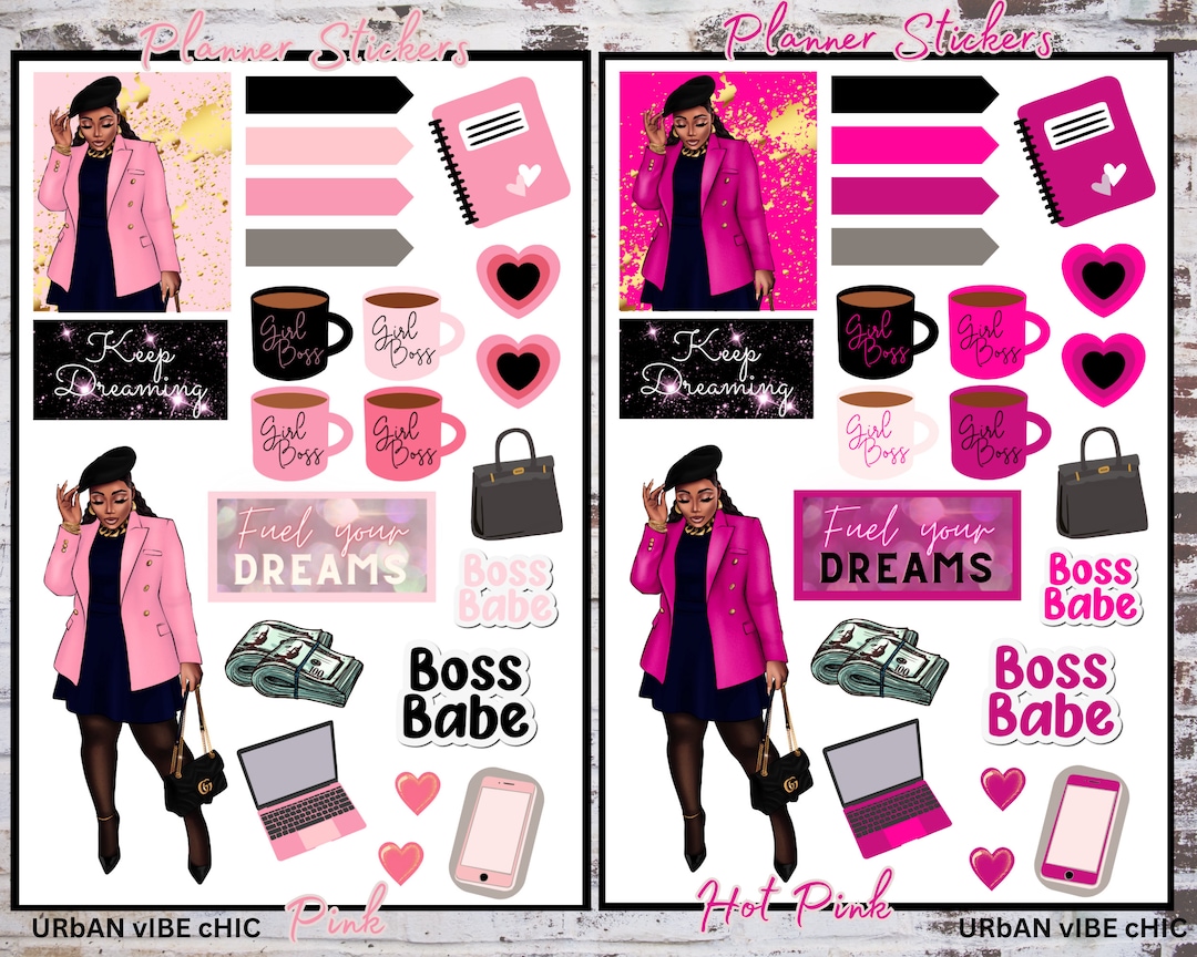 Black Girl Planner Stickers: Urban Vibe Chic, Boss Lady (23 Stickers ...