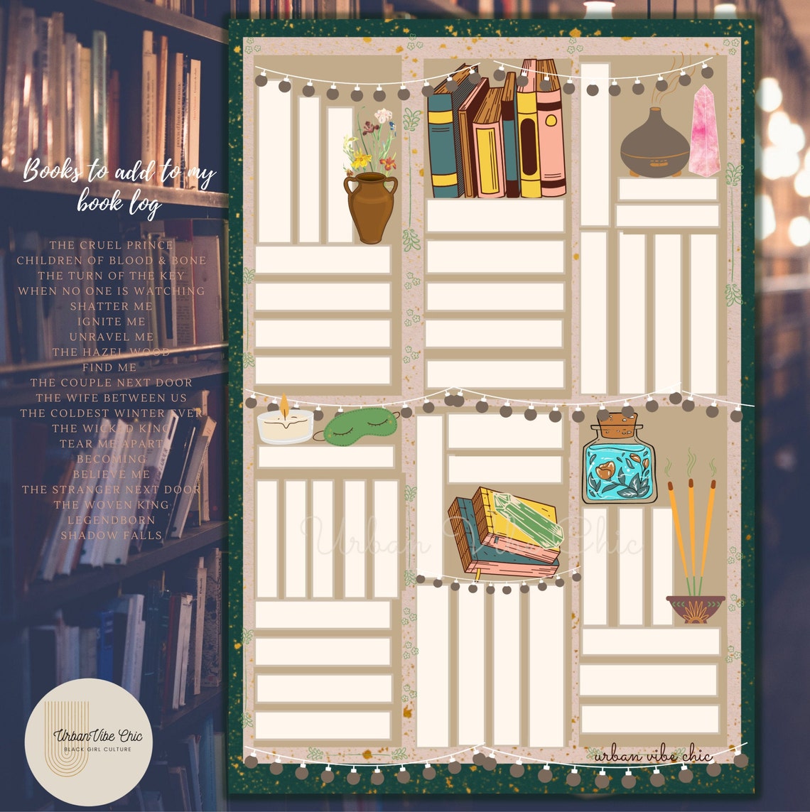 MONTHLY READING TRACKER Set of 4 Bullet Journal Bookshelf - Etsy