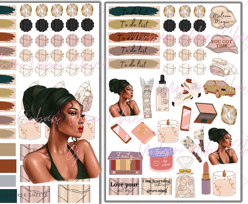 Black Girl Planner Stickers Black Women African American Etsy