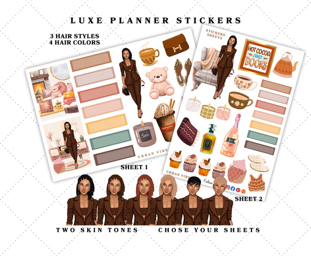 Black Girl Planner Stickers, Black Women, Black Girl Luxury Planner ...