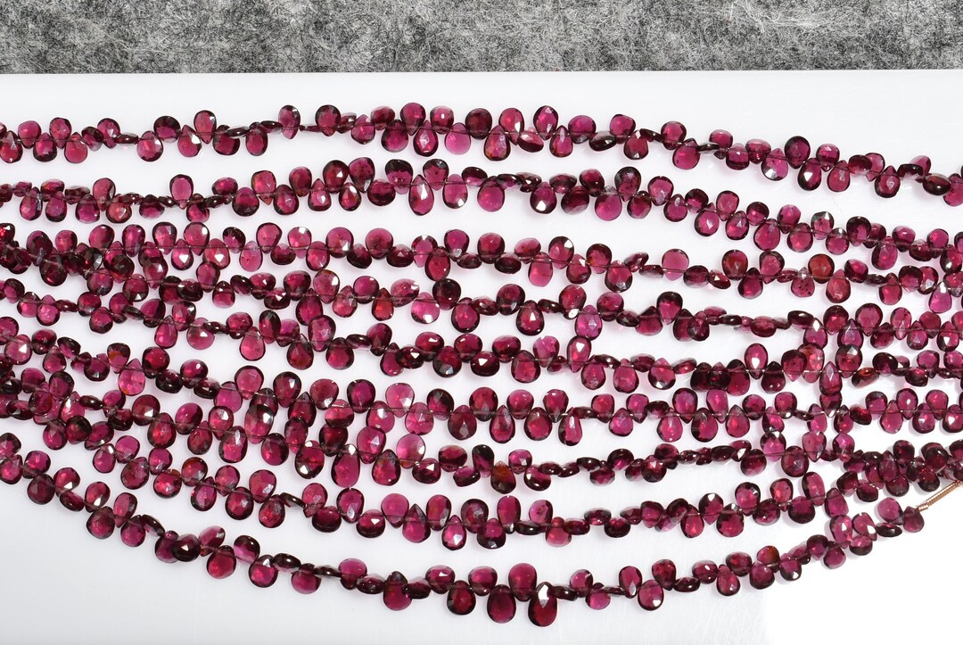 8 Inch 4x5-5x7mm Wine Red Garnet Natural Rhodolite Pink Garnet Faceted ...