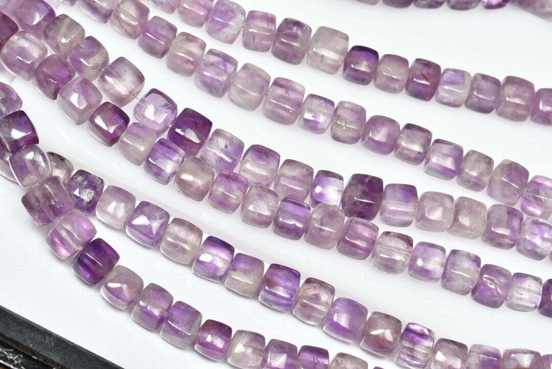 13 Inch Natural Amethyst Smooth 3D Cube Beads Strand ~ AMETHYST CUBE ...
