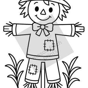 Scarecrow Coloring Page - Printable PDF for Kids - Etsy