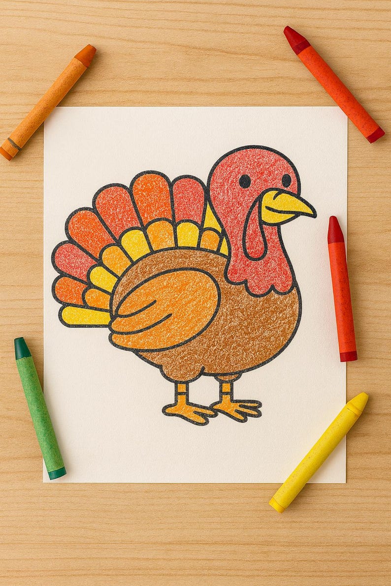 Turkey Coloring Page – Printable PDF for Kids - Etsy