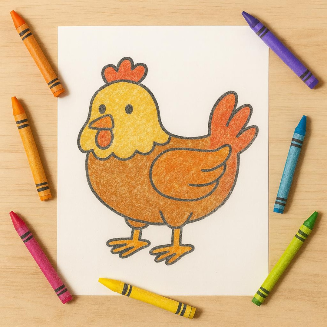 Chicken Coloring Page for Kids – Printable Farm Animal PDF - Etsy