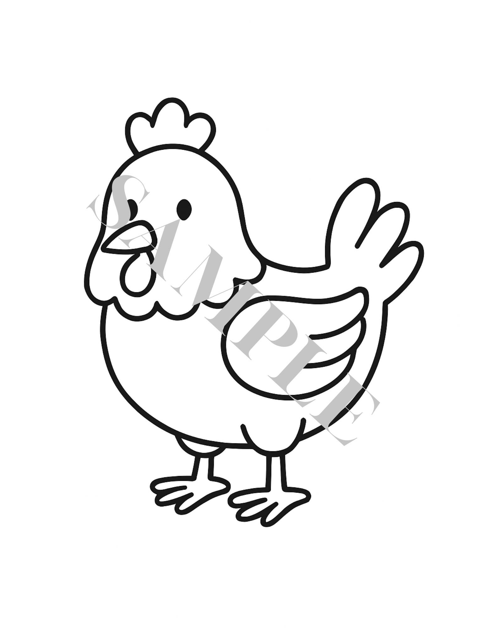 Chicken Coloring Page for Kids – Printable Farm Animal PDF - Etsy Canada