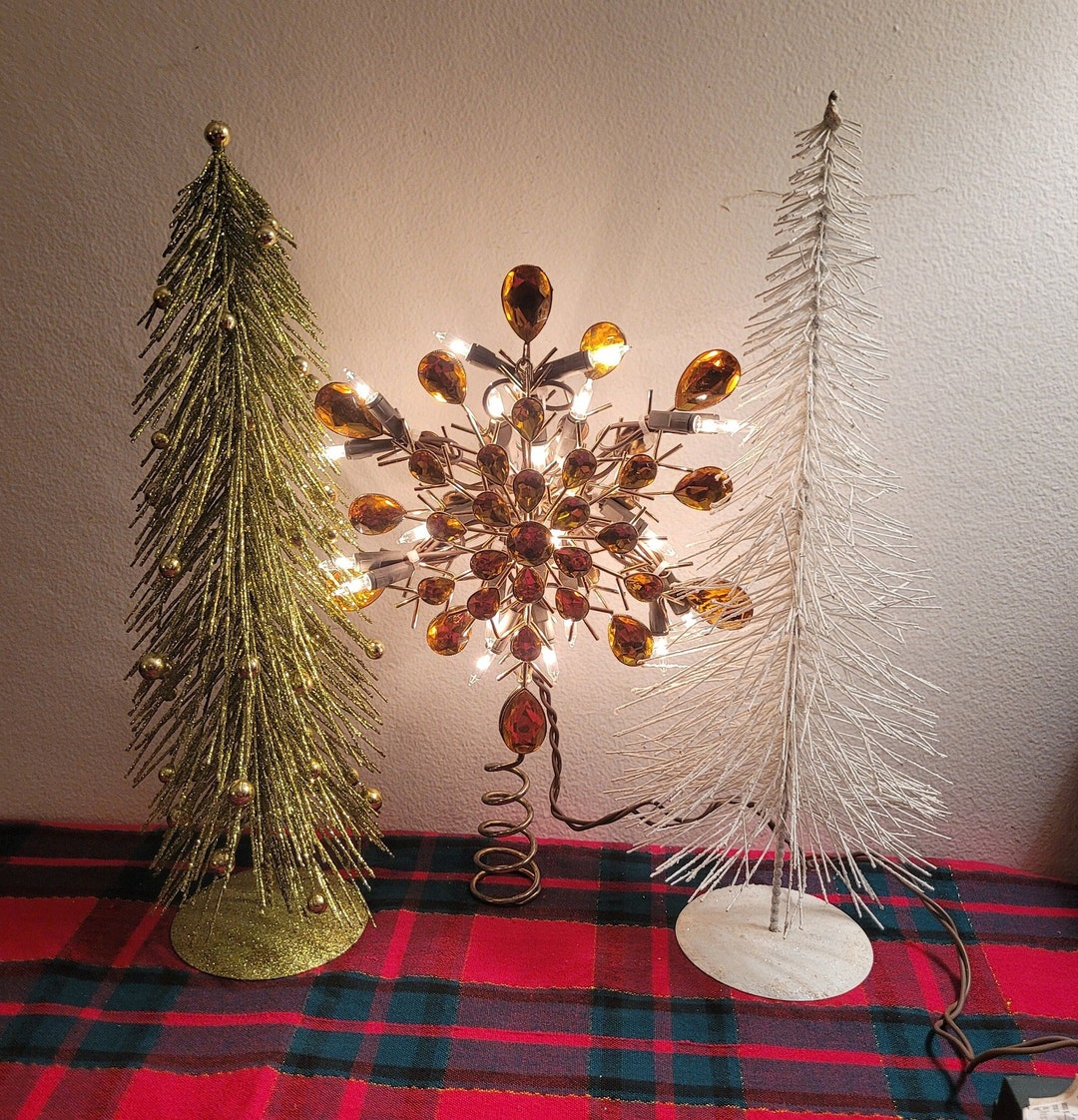 Christmas Tree Topper With Amber Jewel's and White Lights - Etsy