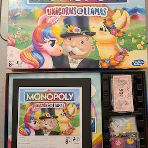 Monopoly E8760 Unicorns Vs. Llamas Board Game Ages 8 + 2 to 6 Players ...
