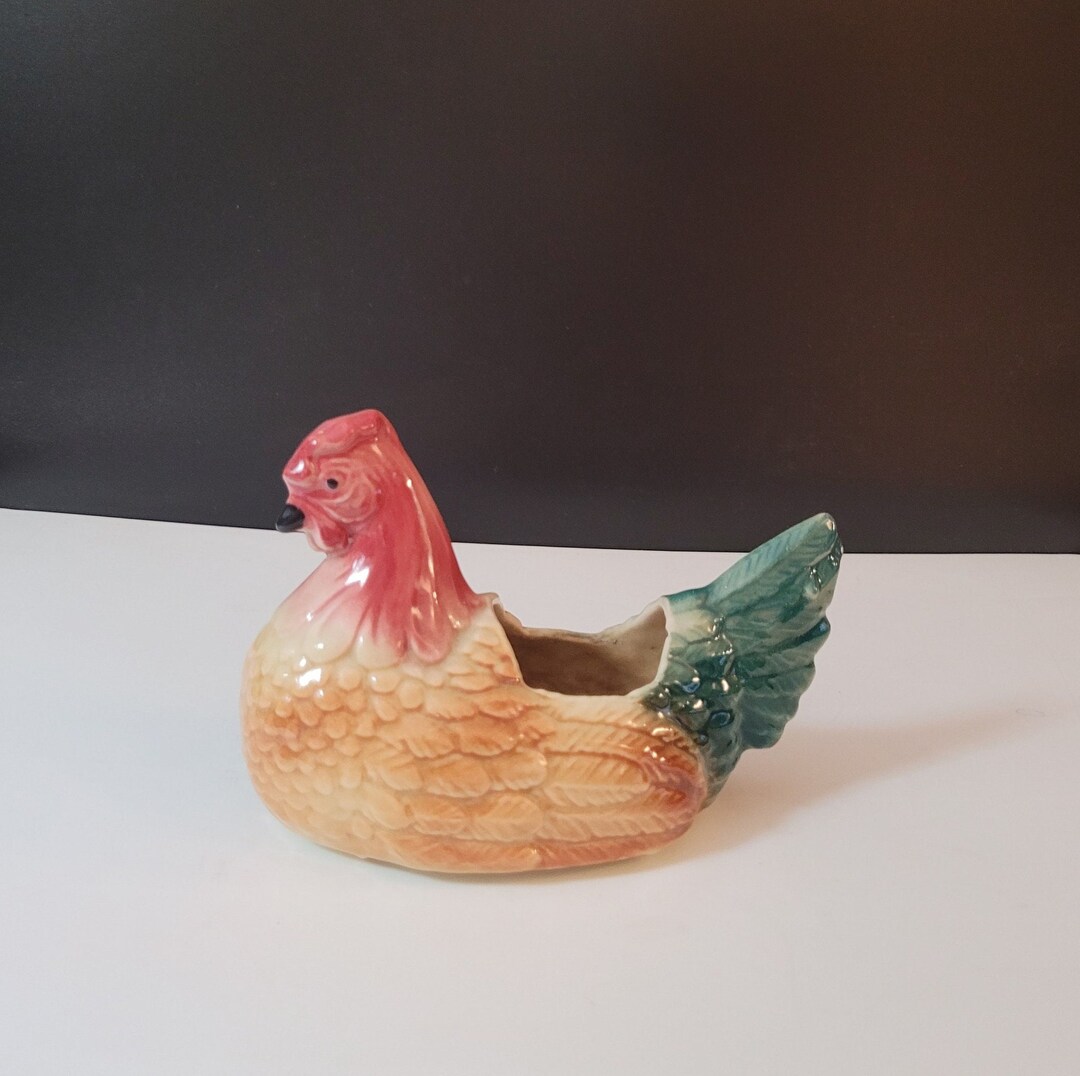 Vintage 1950's Ceramic Hen Planter Nesting Hen - Etsy