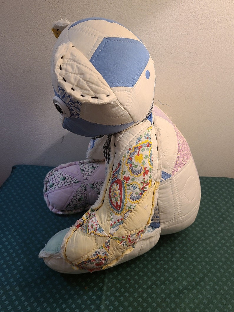 Vintage Quilted Stuffed Bear, Patchwork Stuffed Bear - Etsy