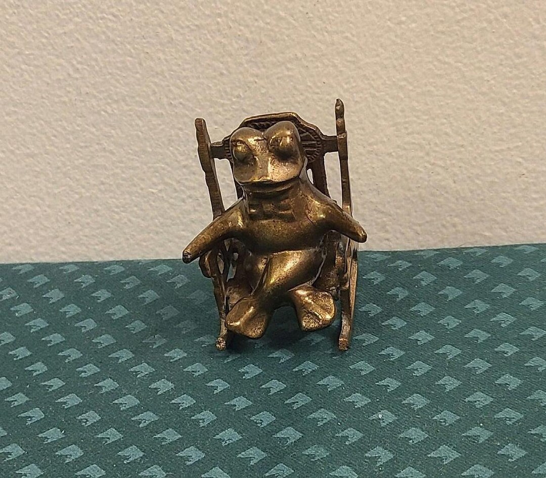 Brass Frog in a Rocking Chair - Etsy