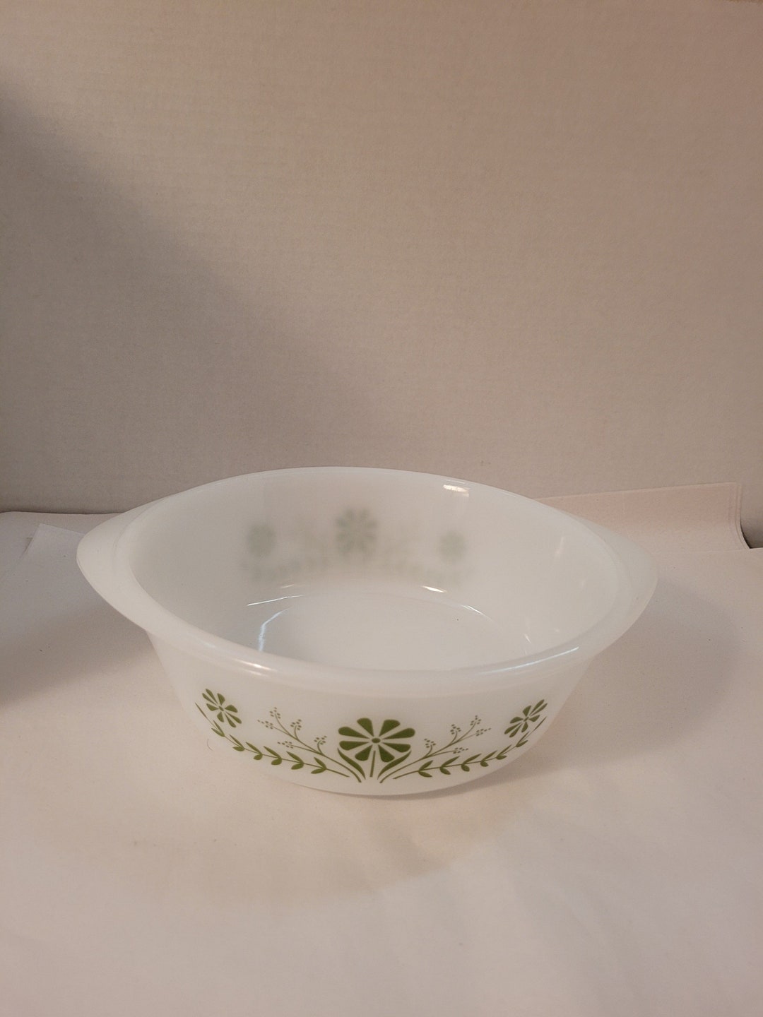 Vintage Green Daisy Glasbake Casserole: 2qt Milk Glass Bakeware - Etsy