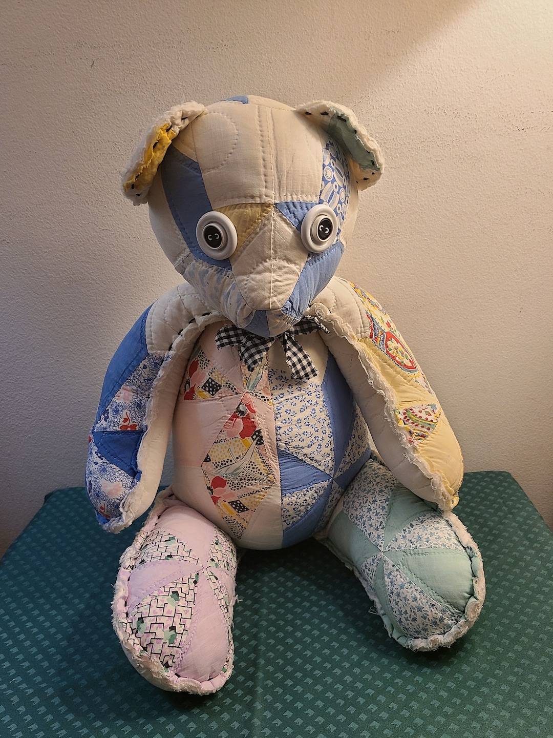 Vintage Quilted Stuffed Bear, Patchwork Stuffed Bear - Etsy