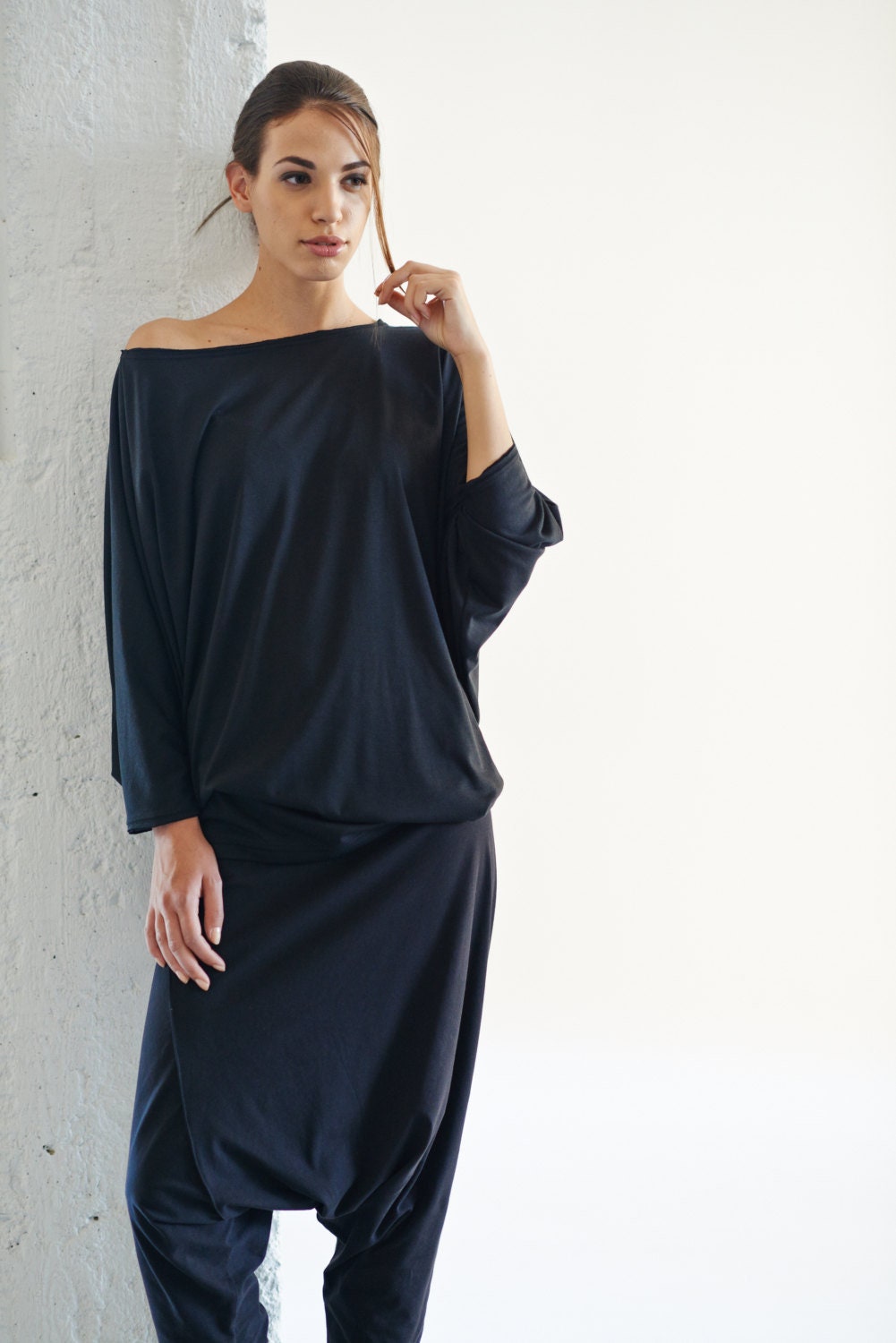 Loose Black Top / Oversized Casual Top / Black Blouse/ Soft - Etsy