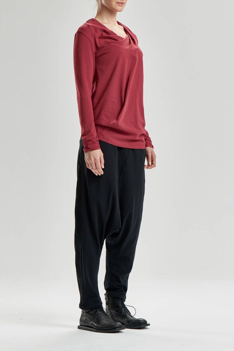 Loose Red Blouse / Long Sleeved Red Top / Draped Red Blouse / - Etsy