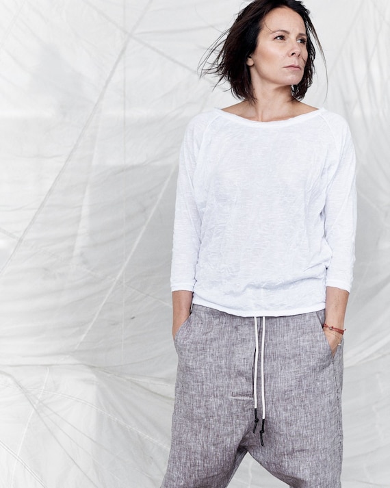 White Cotton Blouse / Button Back Blouse / Summer Top / - Etsy