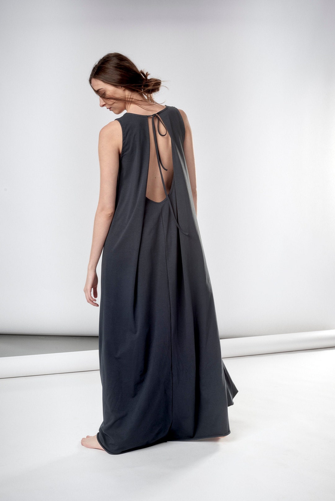 Muted Blue Cotton Dress / Loose Dress / Minimalist Dress / Summer Dress ...