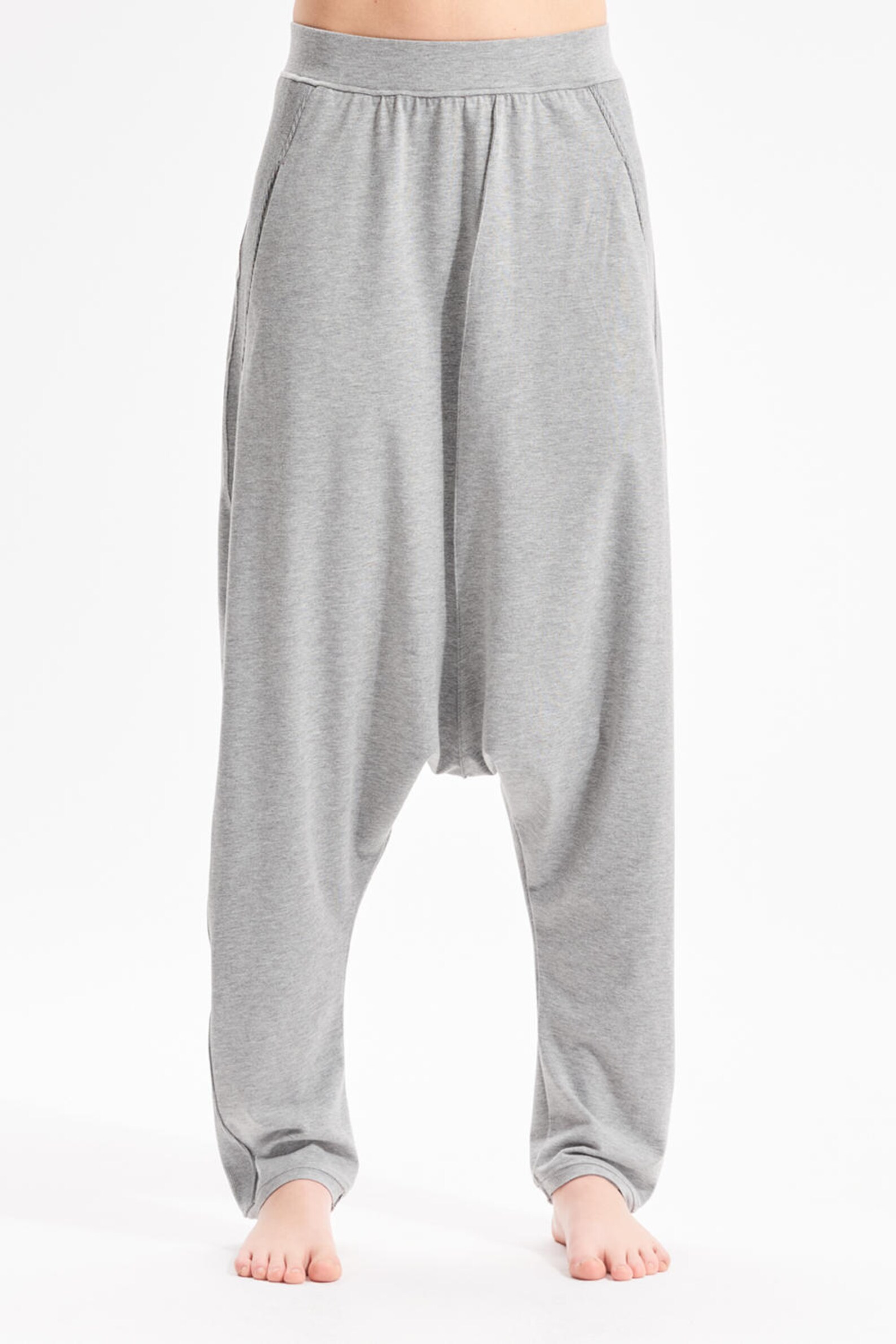 Heather Grey Drop Crotch Pants / Casual Cotton Dropped Pants / | Etsy