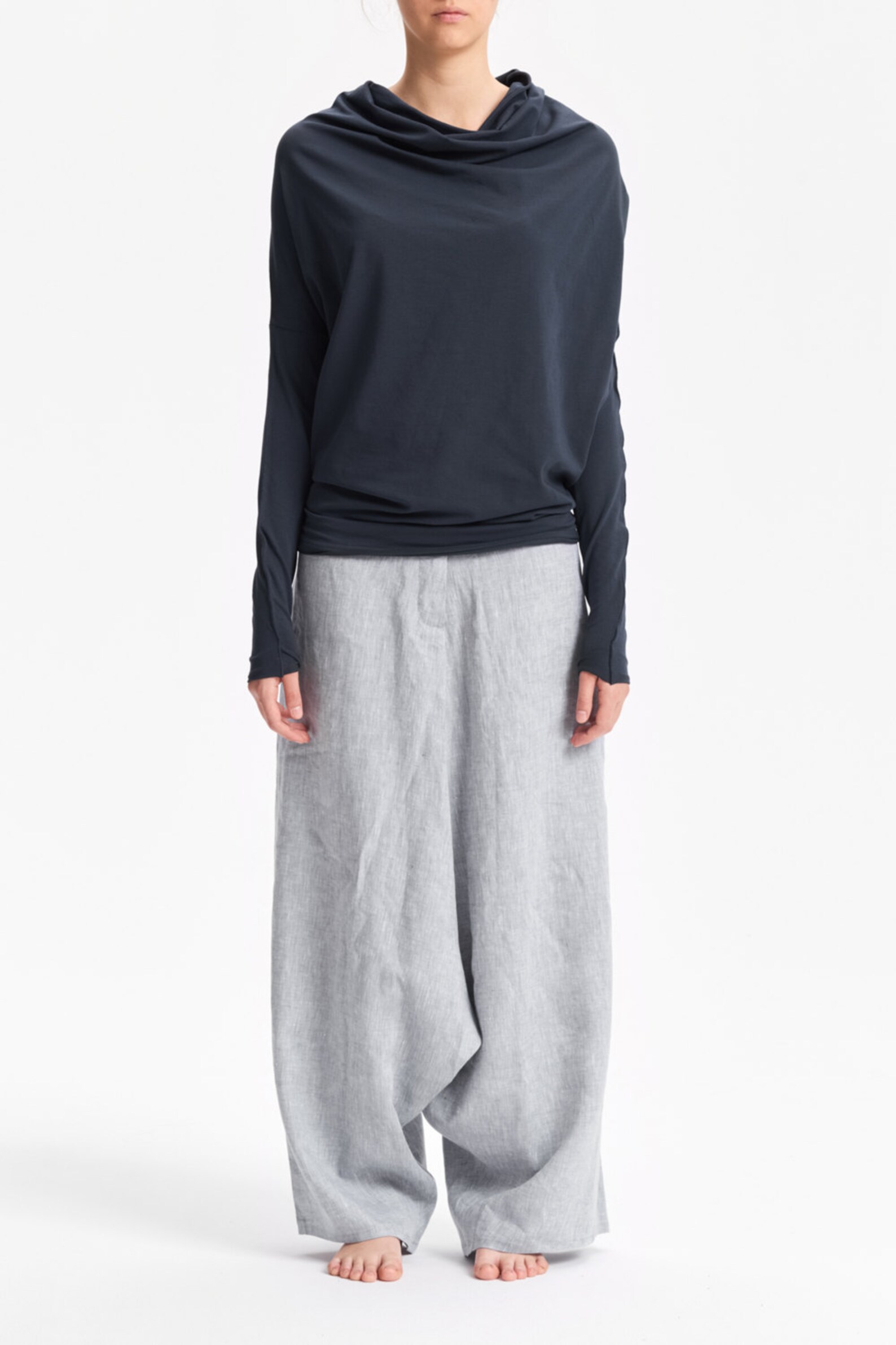 Muted Blue Top / Blue Loose Top / Oversized Long Sleeved | Etsy